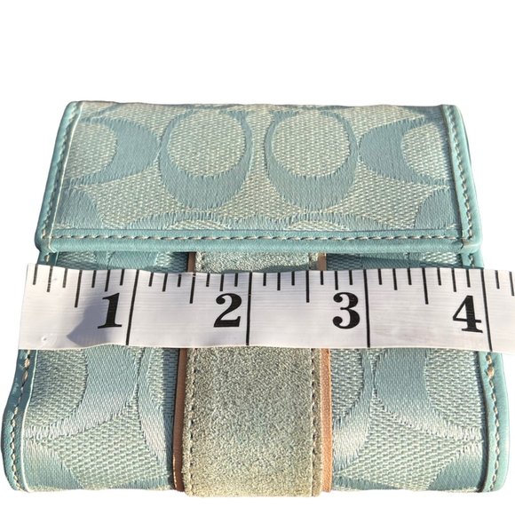 Coach | Bags | Coach Sky Blue Suede Leather Bifold Wallet | Poshmark